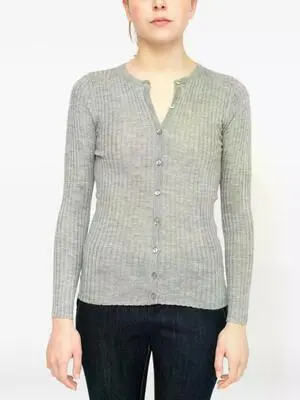 LA ROSE Ribbed-knit Cashmere Cardigan - Grey