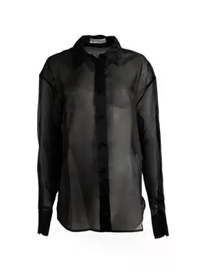 THE FRANKIE SHOP Peri Sheer Button-down Shirt - Black
