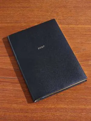 Smythson 2027 Soho Panama Cross-grain Leather Diary - Navy
