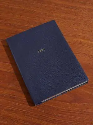 Smythson 2027 Soho Panama Cross-grain Leather Diary - Blue