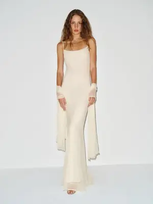 REFORMATION Rida Silk Chiffon Dress - Ivory