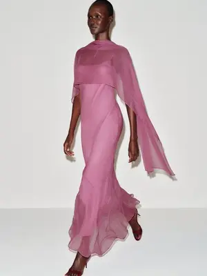 REFORMATION Rida Silk Chiffon Dress - Purple