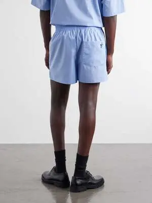 AMI Paris Straight-leg Embroidered Cotton-poplin Shorts