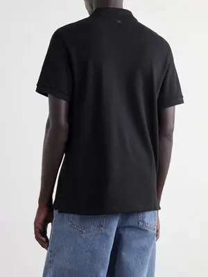 AMI Paris Logo-embroidered Cotton-piqué Polo Shirt - Black