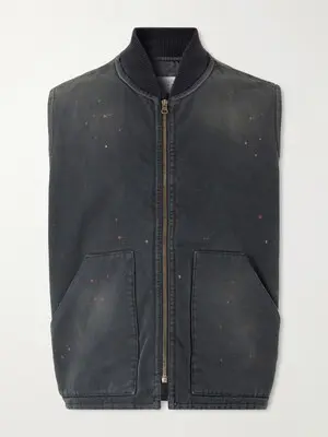 MAISON MARGIELA Padded Distressed Denim Vest - Black