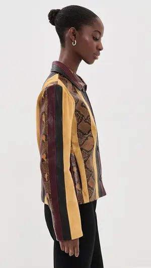 Proenza Schouler Sirine Pieced Leather Jacket - Gold Multi