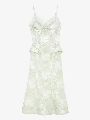 Alexander McQueen Floral Lace Midi Dress - Light Green