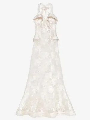 Alexander McQueen Floral Lace Evening Dress - Pink