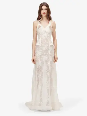 Alexander McQueen Floral Lace Evening Dress