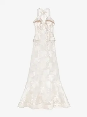 Alexander McQueen Floral Lace Evening Dress - Pink