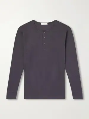 LEMAIRE Ribbed Cotton Henley T-shirt - Black