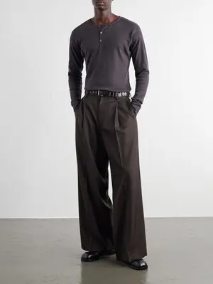 LEMAIRE Ribbed Cotton Henley T-shirt - Black