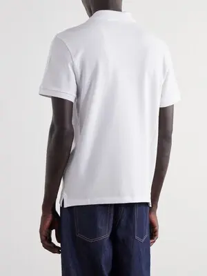 AMI Paris Logo-embroidered Cotton-piqué Polo Shirt - White