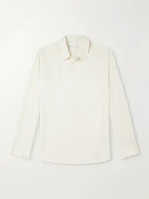 Studio Nicholson View Striped Silk And Cotton-blend Shirt - Neutrals