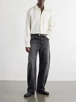 Studio Nicholson View Striped Silk And Cotton-blend Shirt - Neutrals