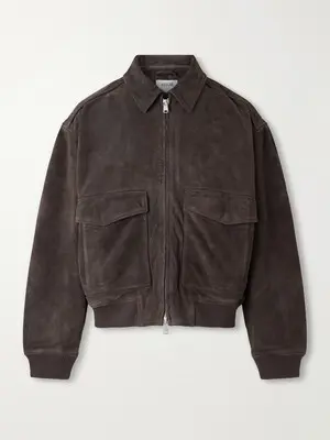 AGOLDE Emil Suede Bomber Jacket - Brown
