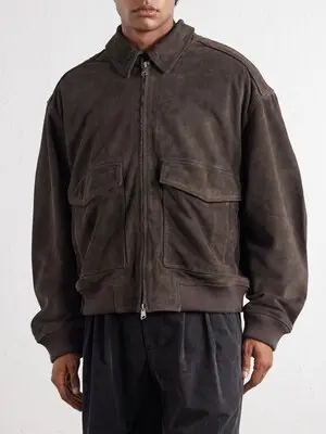 AGOLDE Emil Suede Bomber Jacket - Brown