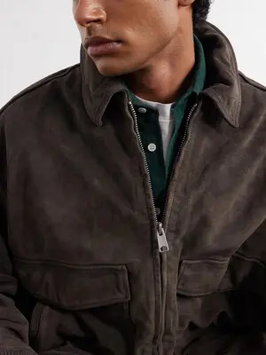AGOLDE Emil Suede Bomber Jacket - Brown