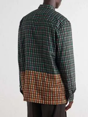 Dries Van Noten Paneled Checked Cotton-voile Shirt
