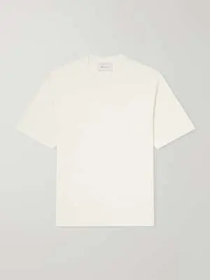 AMI Paris Logo-embroidered Cotton-jersey T-shirt - Ivory