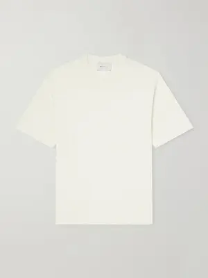 AMI Paris Logo-embroidered Cotton-jersey T-shirt - Neutrals