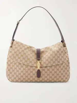 Gucci Jackie Leather-trimmed Canvas-jacquard Crossbody Bag