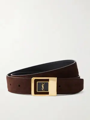 Saint Laurent SAINT LAURENT Suede Belt Brown