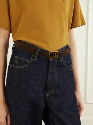 Saint Laurent Suede Belt - Brown