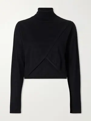 Le Kasha Arrone Cropped Cut-out Cashmere Turtleneck Sweater - Black