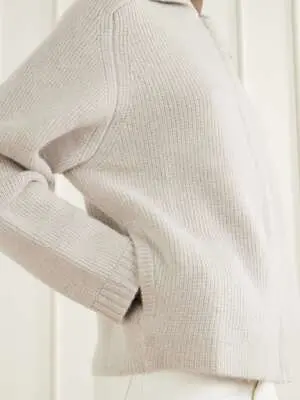 Le Kasha Ribbed Cashmere Zip-up Cardigan