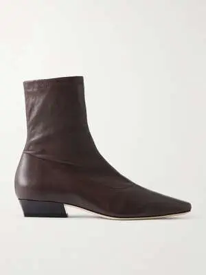 Staud Wally Leather Ankle Boots - Brown