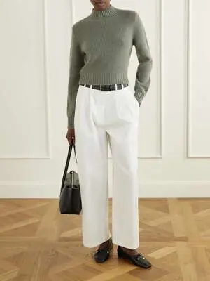 Le Kasha Chiba Ribbed Cropped Cashmere Turtleneck Sweater