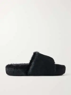 Rick Owens Chancla Calf Hair Slides - Black
