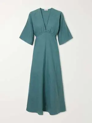 ERES Brilliance Gathered Linen Midi Dress