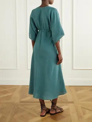 ERES Brilliance Gathered Linen Midi Dress