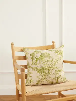 THE HOUSE OF LYRIA Glafira Floral-print Linen Cushion - Neutrals