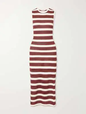 ERES Régulière Striped Metallic Cotton-blend Midi Dress