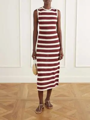 ERES Régulière Striped Metallic Cotton-blend Midi Dress