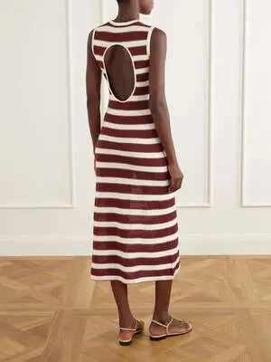ERES Régulière Striped Metallic Cotton-blend Midi Dress