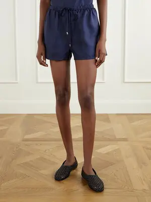 Comme Si Everyday Cami Silk-twill Shorts - Blue