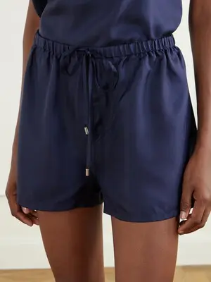 Comme Si Everyday Cami Silk-twill Shorts - Blue