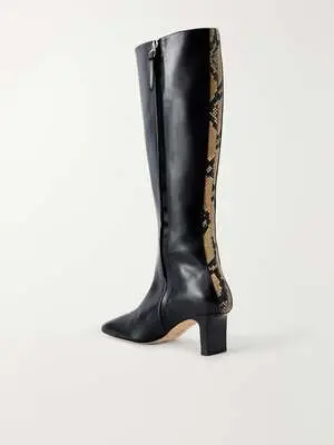 AeydĒ Bita 55 Snake-effect Leather Knee-boots