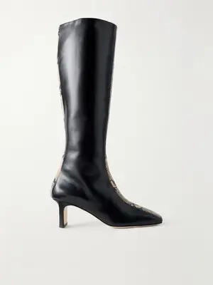 AeydĒ Bita Snake-effect Leather Knee-boots - Black