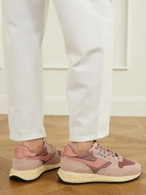 AUTRY Reelwind Low Leather And Suede-trimmed Mesh And Shell Sneakers - Pink