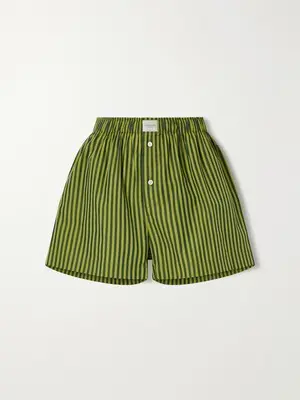 Comme Si La Boxer Classica Cotton-poplin Shorts - Green