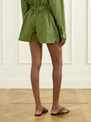 Comme Si La Boxer Classica Cotton-poplin Shorts - Green