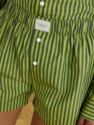 Comme Si La Boxer Classica Cotton-poplin Shorts - Green