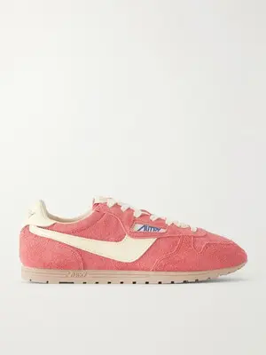 AUTRY Reelwind Low Leather-trimmed Suede Sneakers - Red