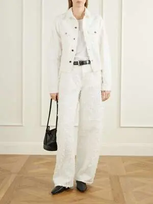 HAIKURE Cherry Frayed Denim Jacket