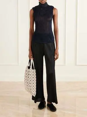 Issey Miyake Twist Plissé-chiffon Top